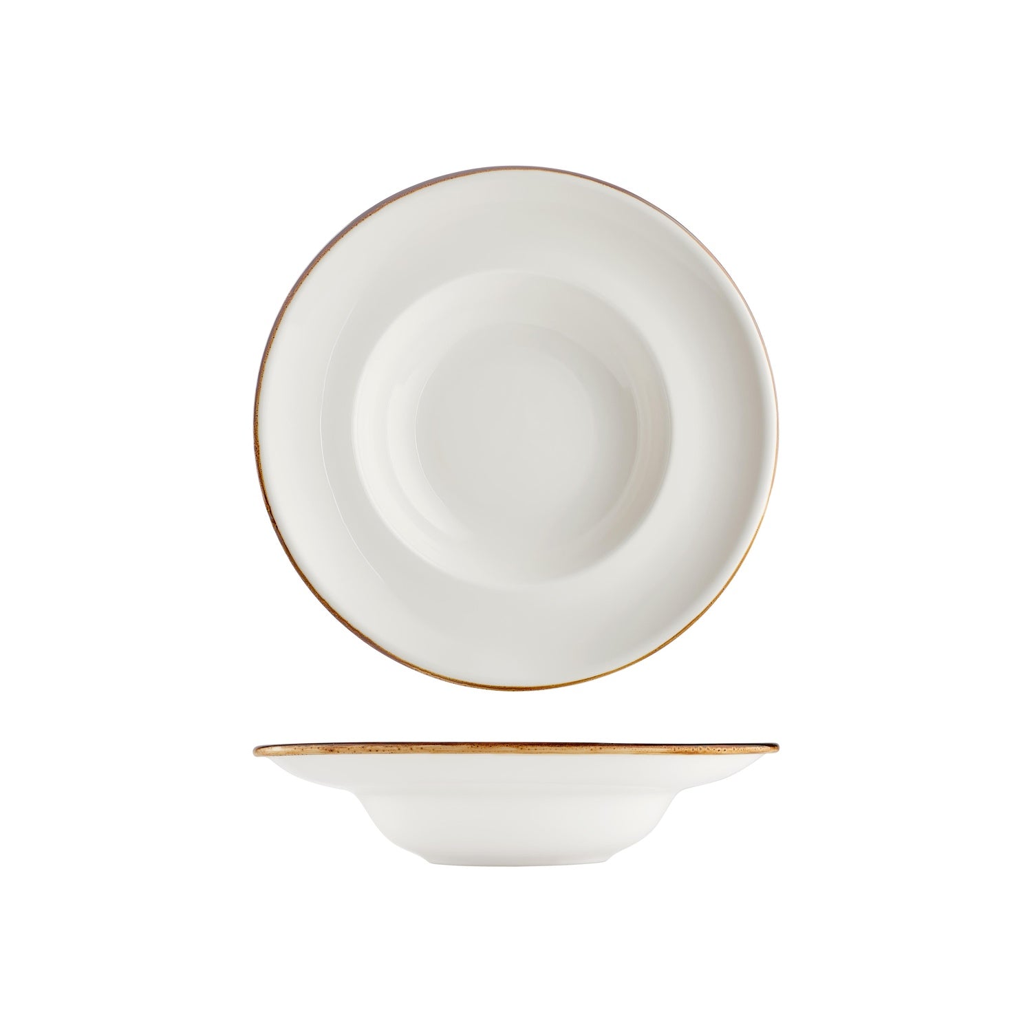 Gleam dia.10.75" h:0" 17 oz. Round Brown Vitrified Deep Plate – Turgla