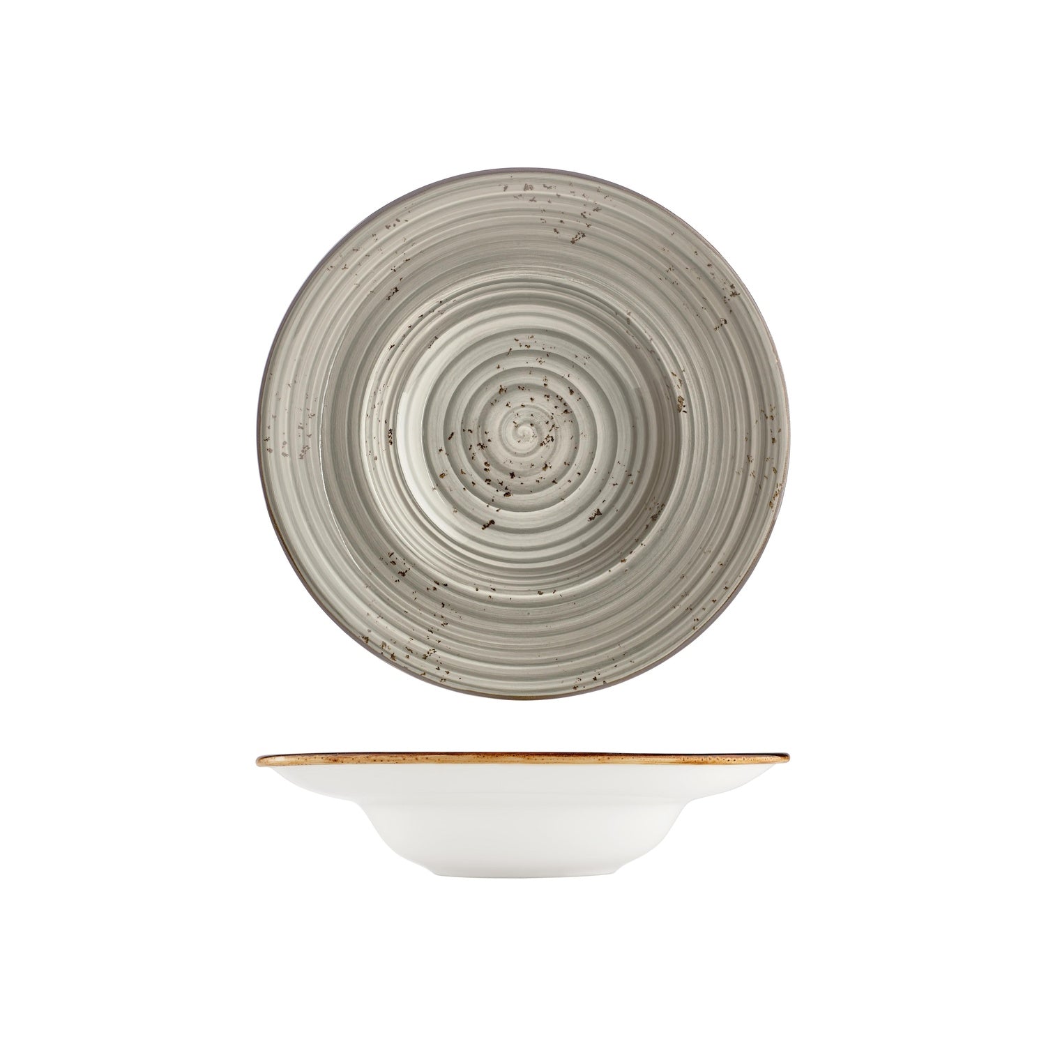 Supreme dia.10.75" h:0" 17 oz. Round Gray Vitrified Deep Plate – Turgla